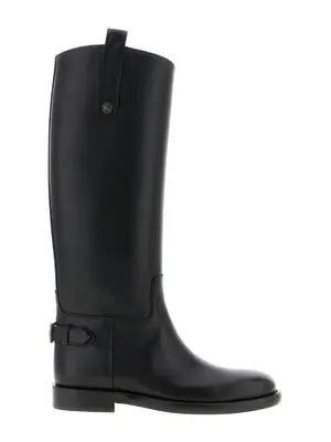 Burberry Calf Leather Cavalier Boots - Black