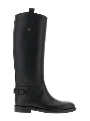 Burberry Calf Leather Cavalier Boots - Black