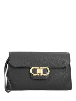 FERRAGAMO Gancini Calfskin Clutch - Black