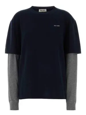 Miu Miu Wool Blend Layered Sweater - Blue