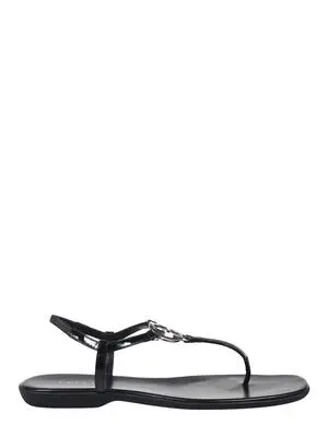 Gucci GUCCI Interlocking G Leather Thong Sandals Black