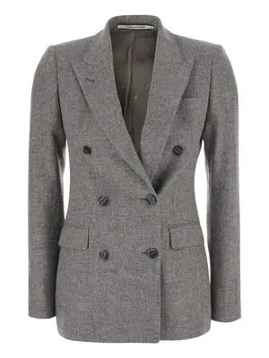 Tagliatore Grey Double-breasted Jacket With Peak Revers In Wool For - Multicolor