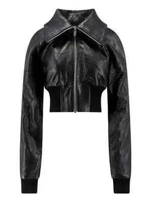 Rick Owens Dracuflight Cropped Leather Jacket - Black