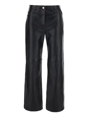 Max Mara Pesca Leather Pants - Black