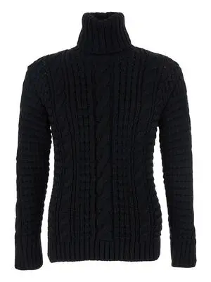 Moncler MONCLER Merino Wool Cable Knit Turtleneck Jumper Multicolor