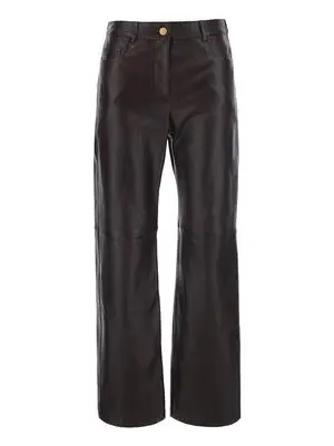 Max Mara Pesca Leather Pants - Brown