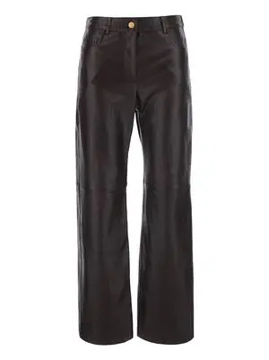 Max Mara Pesca Leather Pants - Brown