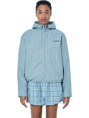 Acne Studios Hooded Check Jacket - Blue