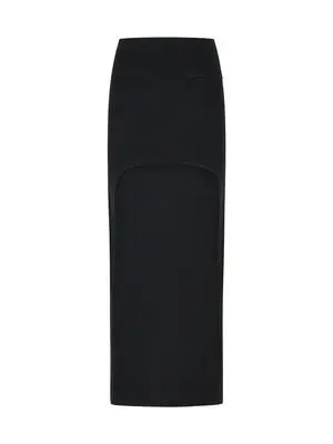 COURREGES Viscose Blend Long Skirt - Black
