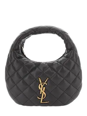 Saint Laurent Saint Laurent Women 'Icarino' Gray Handbag With Cassandre Plate On Front And Quilted Design In Leather Woman Gray