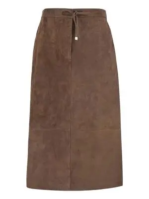 Max Mara S MAX MARA Suede Midi Skirt Multicolor
