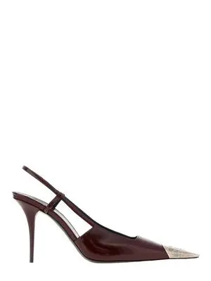 Saint Laurent Burgundy Leather Jeanne Pumps - Red