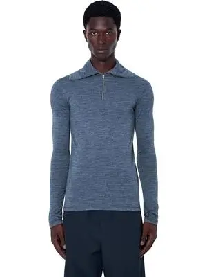 JIL SANDER Half-zip High Neck Long Sleeve Top - Gray