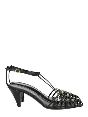 Celine Leather Cage Sandal - Black
