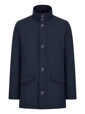 Herno Technical Fabric Coat With High Collar - Blue