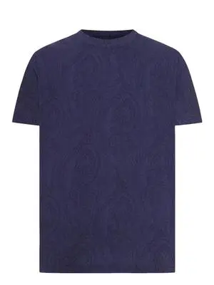 Etro Cotton T-shirt With Arnica Pattern - Blue