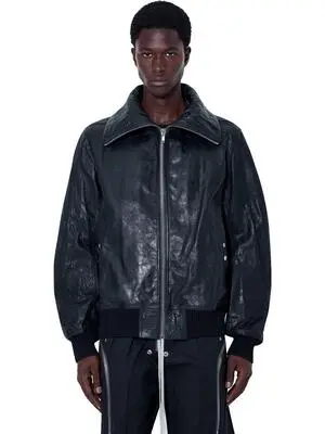 Rick Owens Dracuflight Hammered Leather Jacket - Black