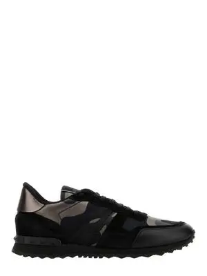 Valentino Garavani VALENTINO GARAVANI Fabric And Leather Rockrunner Camouflage Sneakers Multicolor