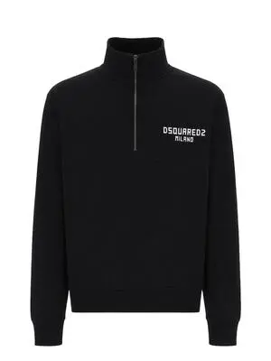 Dsquared2 Felpa Con Zip Corta - Black