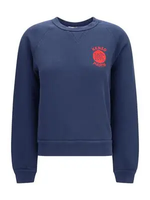 Kenzo Emblem Embroidered Cotton Sweatshirt - Blue