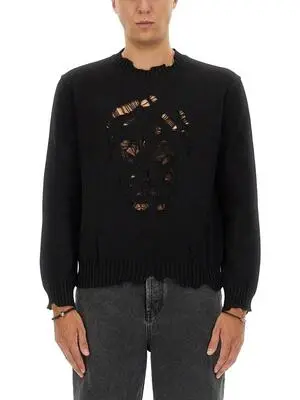 Alexander McQueen Skull Knit Cotton Top - Black