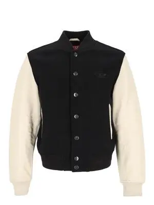DIESEL® Wool And Leather Blend Bomber Jacket - Multicolor