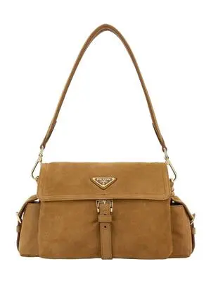 Prada Explorer Bag In Suede - Brown