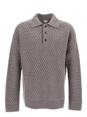 Bottega Veneta Intrecciato Wool Polo Sweater - Multicolor