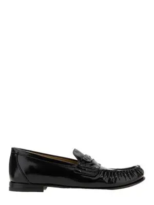 Fendi Leather Scrunch Loafers - Black