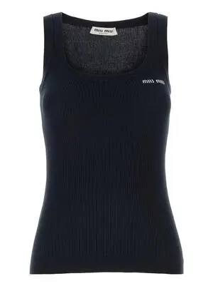 Miu Miu Ribbed Knit Tank Top - Blue