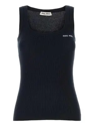 Miu Miu Ribbed Knit Tank Top - Blue