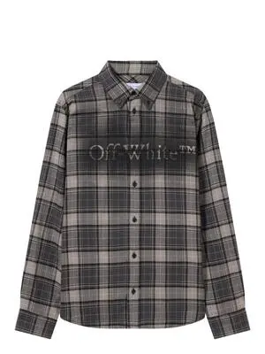 Off-White Spray Book Check Flannel Shirt - Gray