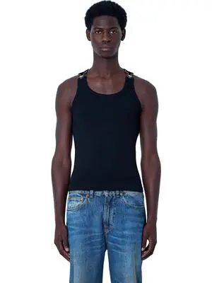 JEAN PAUL GAULTIER Ribbed Tank Top With Metal Hardware - Black