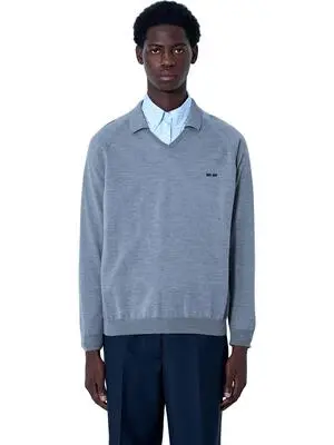 Miu Miu V-neck Knit Sweater - Gray