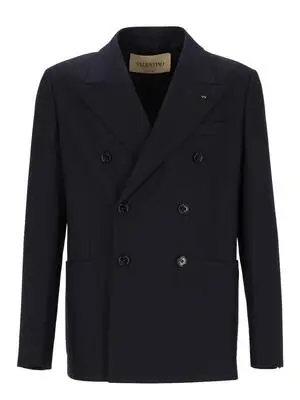 Valentino Garavani Double-breasted Wool Blazer - Blue