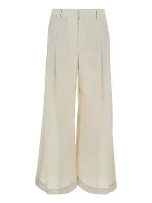 Brunello Cucinelli Wide Leg Pants With Monil Detail - Multicolor