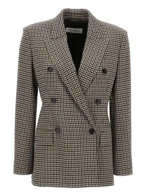 Max Mara MAX MARA Houndstooth Double-Breasted Blazer Multicolor