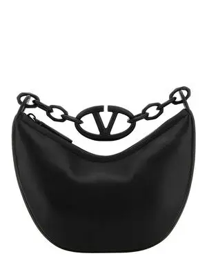 Valentino Garavani Leather Hobo Vlogo Moon Handbag - Black