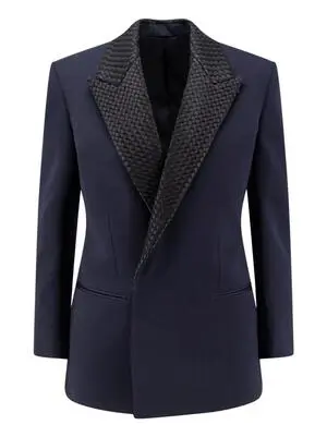 Bottega Veneta Wool Blazer With Intrecciato Detail - Multicolor