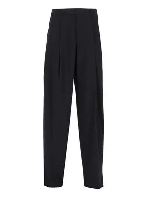 Giorgio Armani Virgin Wool Crepe Trousers - Blue