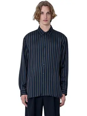 Dries Van Noten Dries Van Noten Men Striped Button-Down Shirt Blue