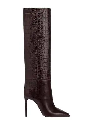 Paris Texas Crocodile-embossed Leather High Heel Stiletto Boots - Red
