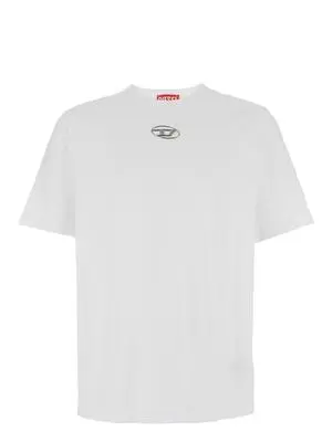 DIESEL® T-adjust-od' White T-shirt With Logo Patch On The Front In Cotton - Multicolor