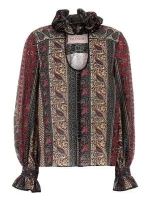 Valentino Garavani Printed Cotton Blend Blouse - Multicolor