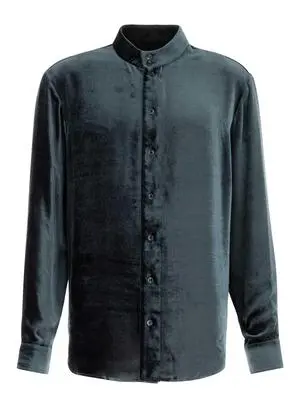 Giorgio Armani Giorgio Armani Men Teal Green Velvet Shirt Blue