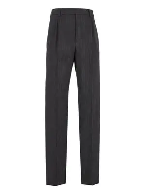 Saint Laurent Tapered Wool Herringbone Trousers - Gray