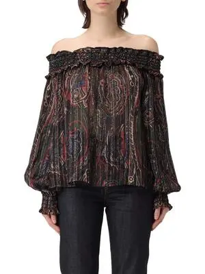 Saint Laurent Silk Blend Off The Shoulder Top - Multicolor