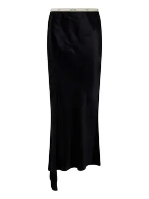 Celine Viscose Satin Midi Skirt - Black