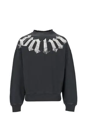 Palm Angels Cotton Oversized Sweatshirt With Lettering - Black