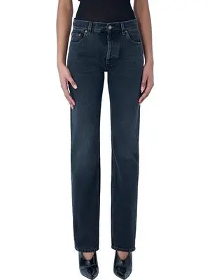 Saint Laurent Straight High Rise Jeans - Black